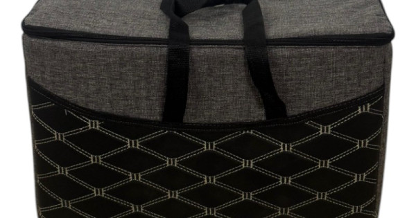Large leather and fabric thermos bag for 3 thermoses